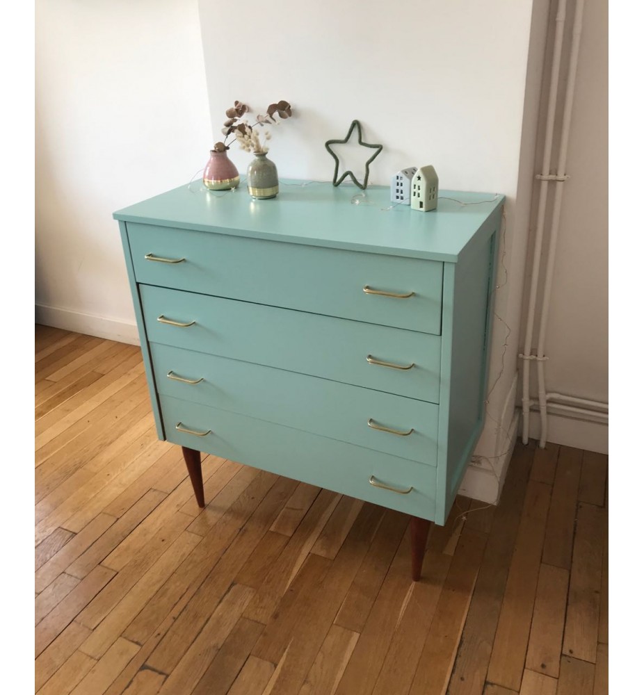 Commode vintage vert rétro
