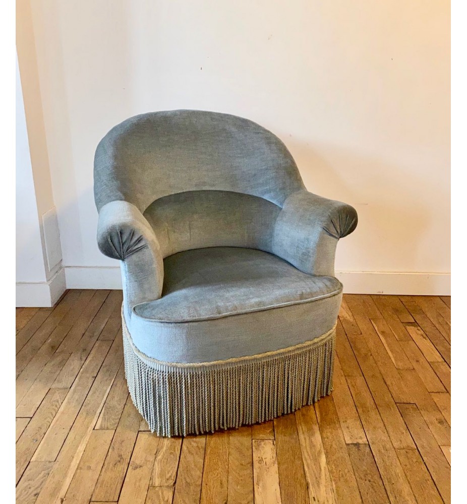 Fauteuil crapaud bleu Lucien