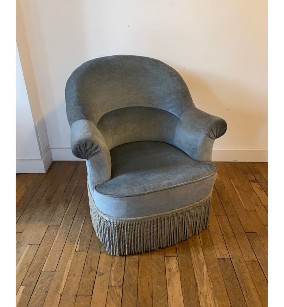 Fauteuil crapaud bleu Lucien