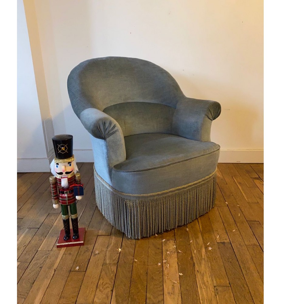 Fauteuil crapaud bleu Lucien