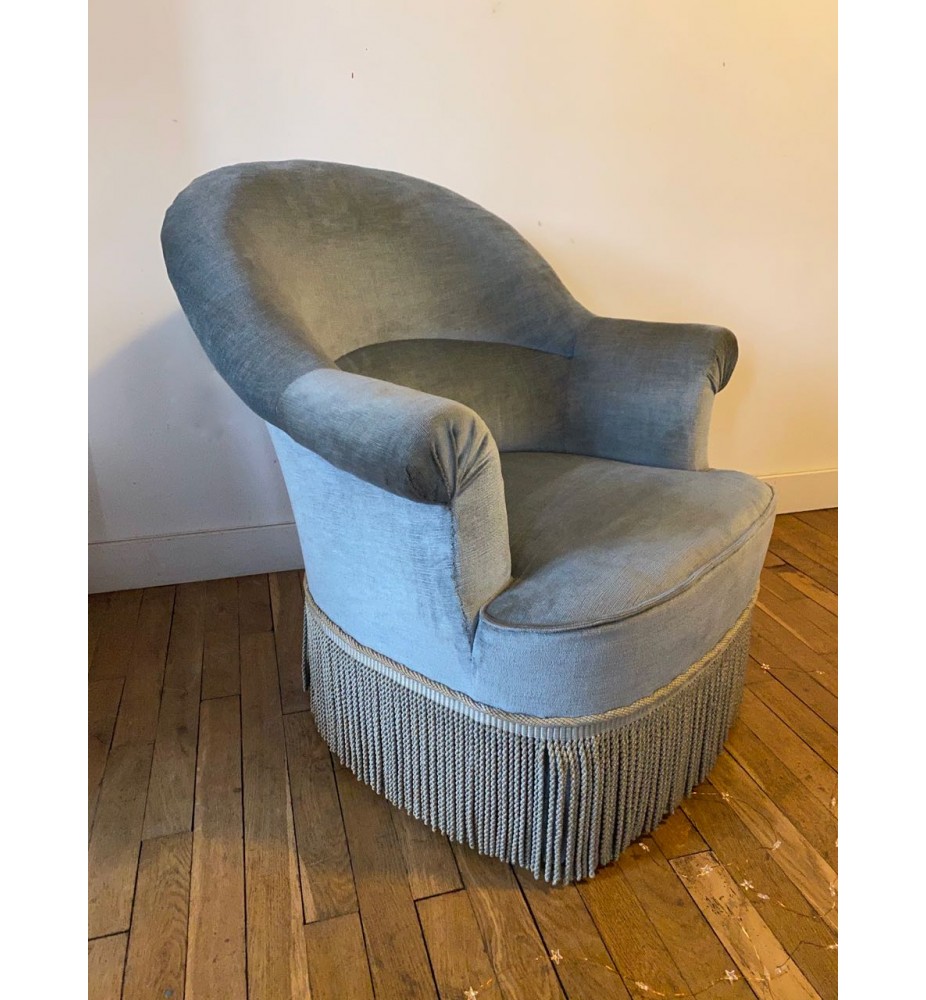 Fauteuil crapaud bleu Lucien
