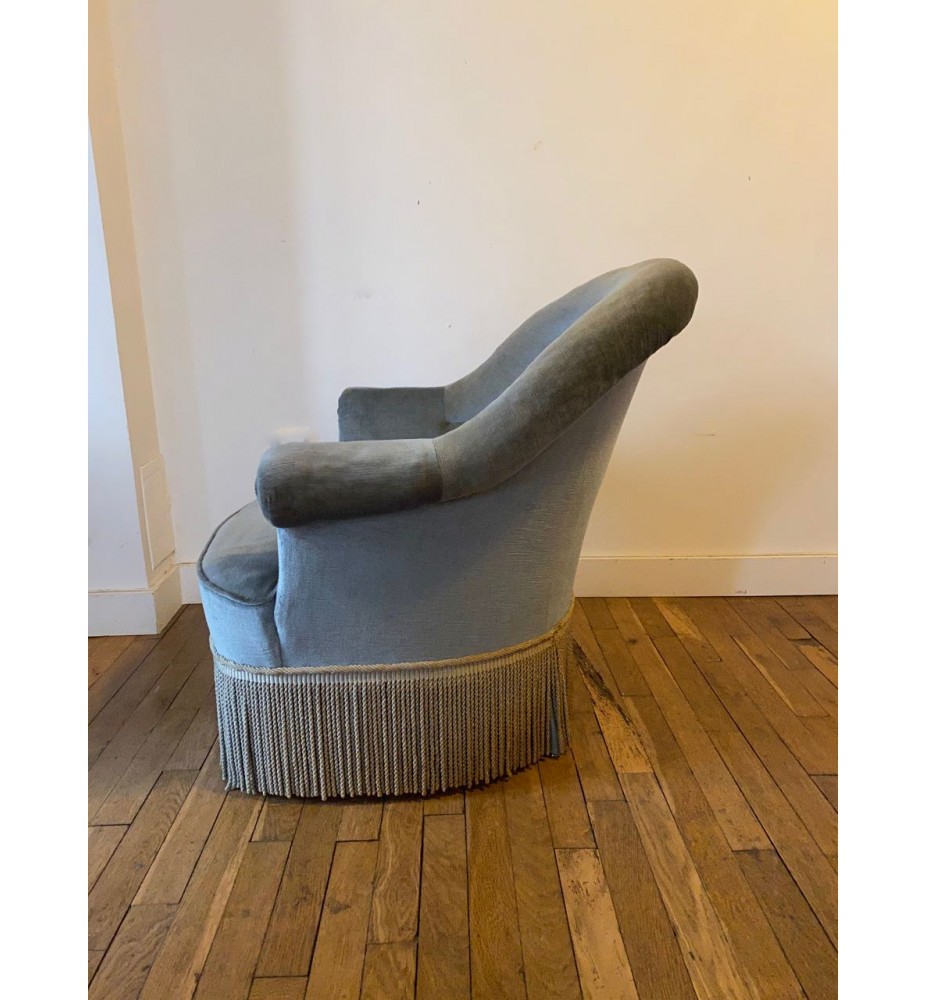 Fauteuil crapaud bleu Lucien